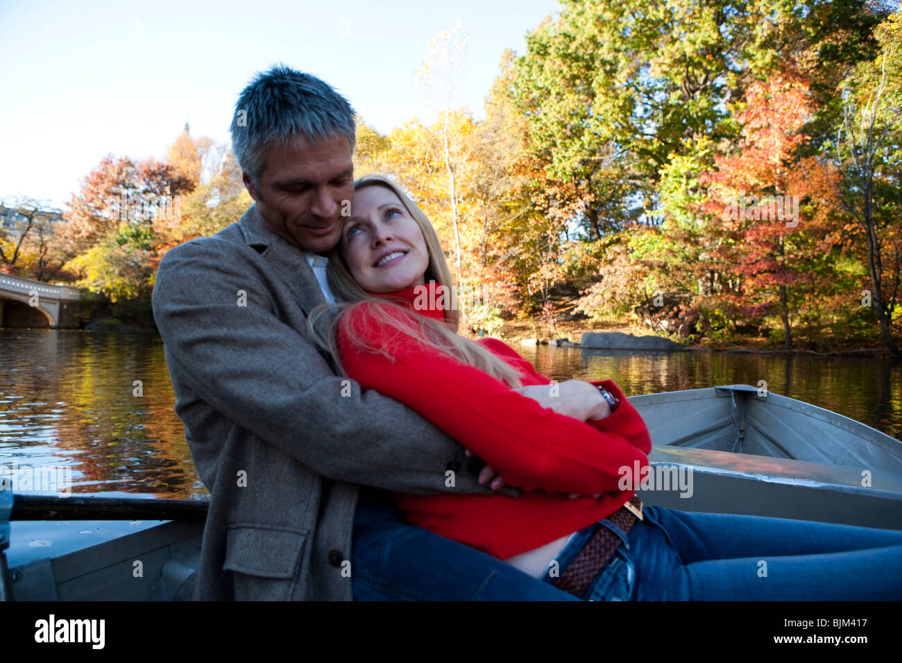 Couple in canoe Stock Photo - Alamy