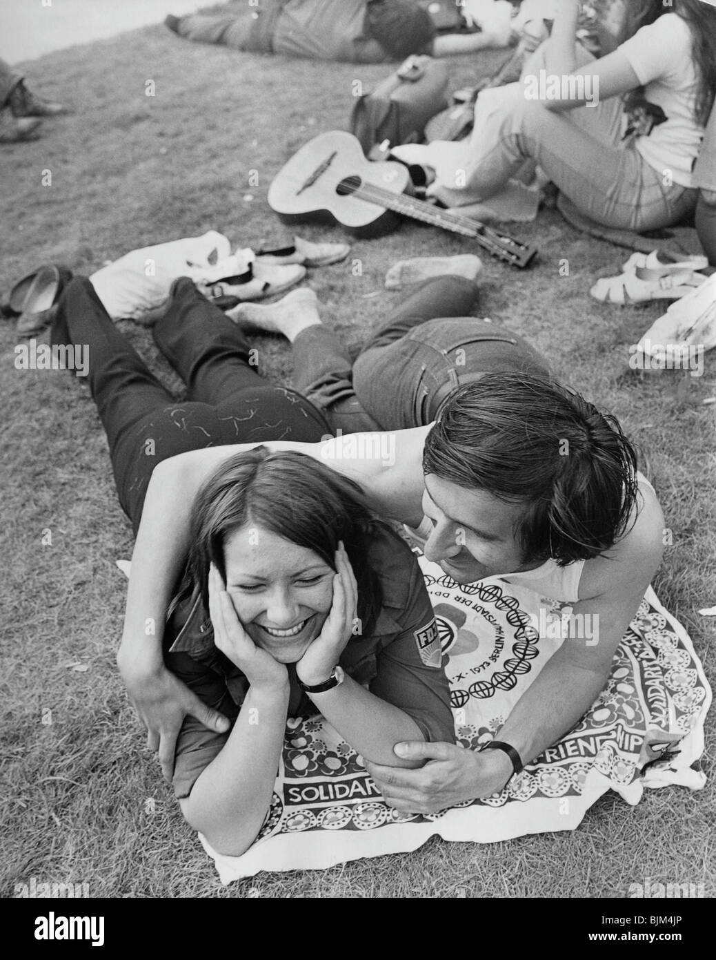 Young people at the World Festival in Berlin, East Germany, Europe ...