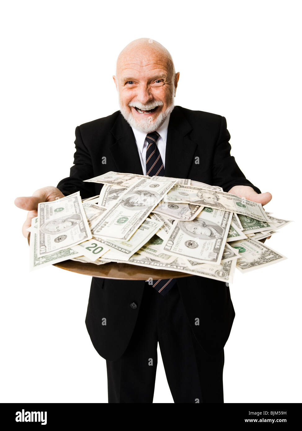 Excited mature man with large sum of money Stock Photo - Alamy