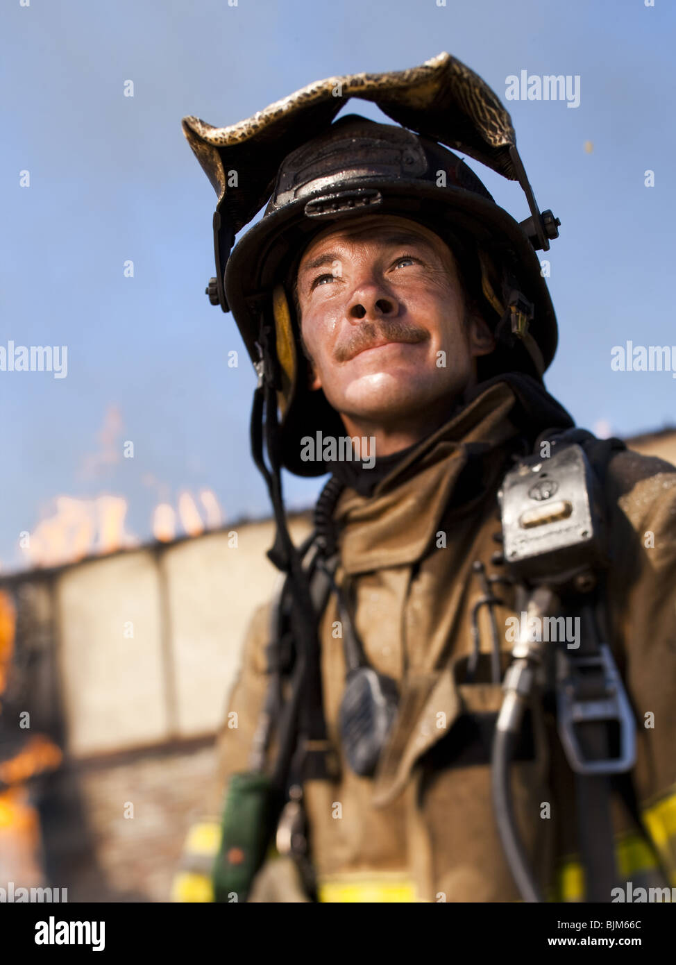 Portrait of a fire fighter Stock Photo - Alamy