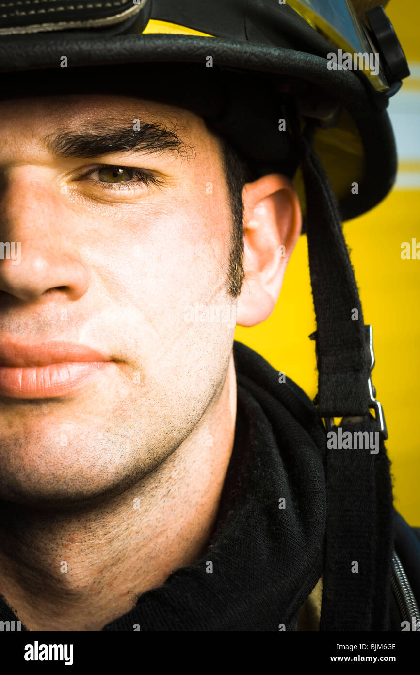 Portrait of a firefighter Stock Photo - Alamy