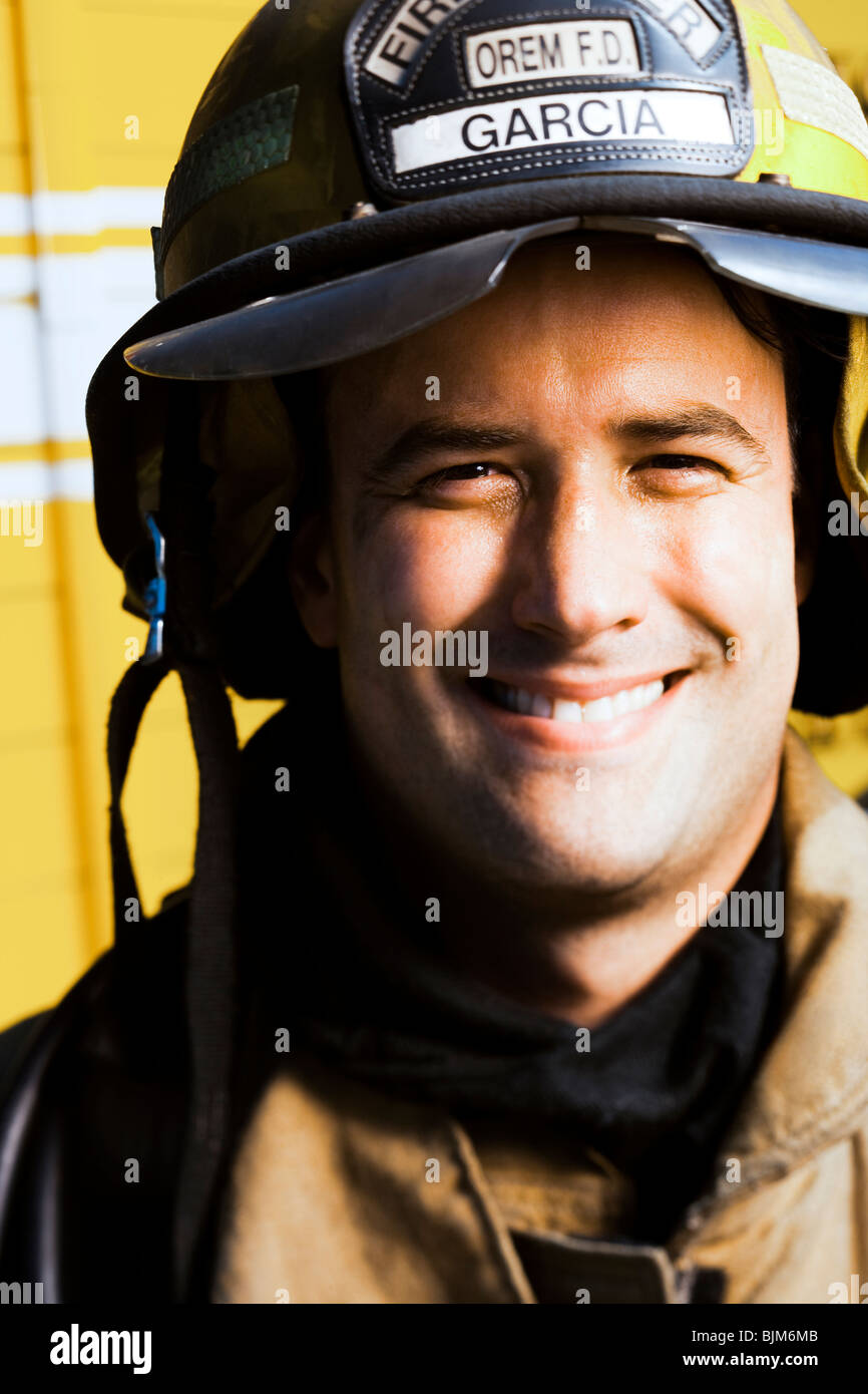 Portrait of a firefighter Stock Photo - Alamy