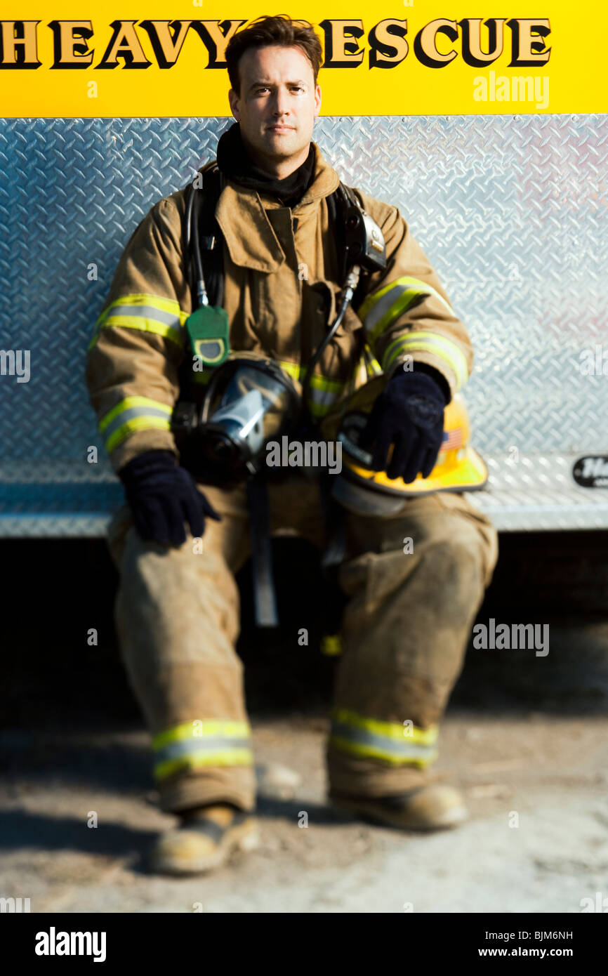 Portrait of a firefighter Stock Photo - Alamy