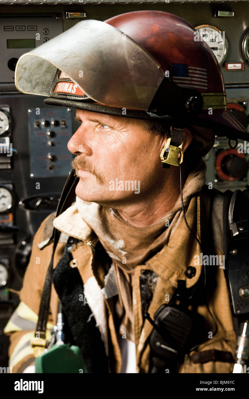 Portrait of a firefighter Stock Photo - Alamy