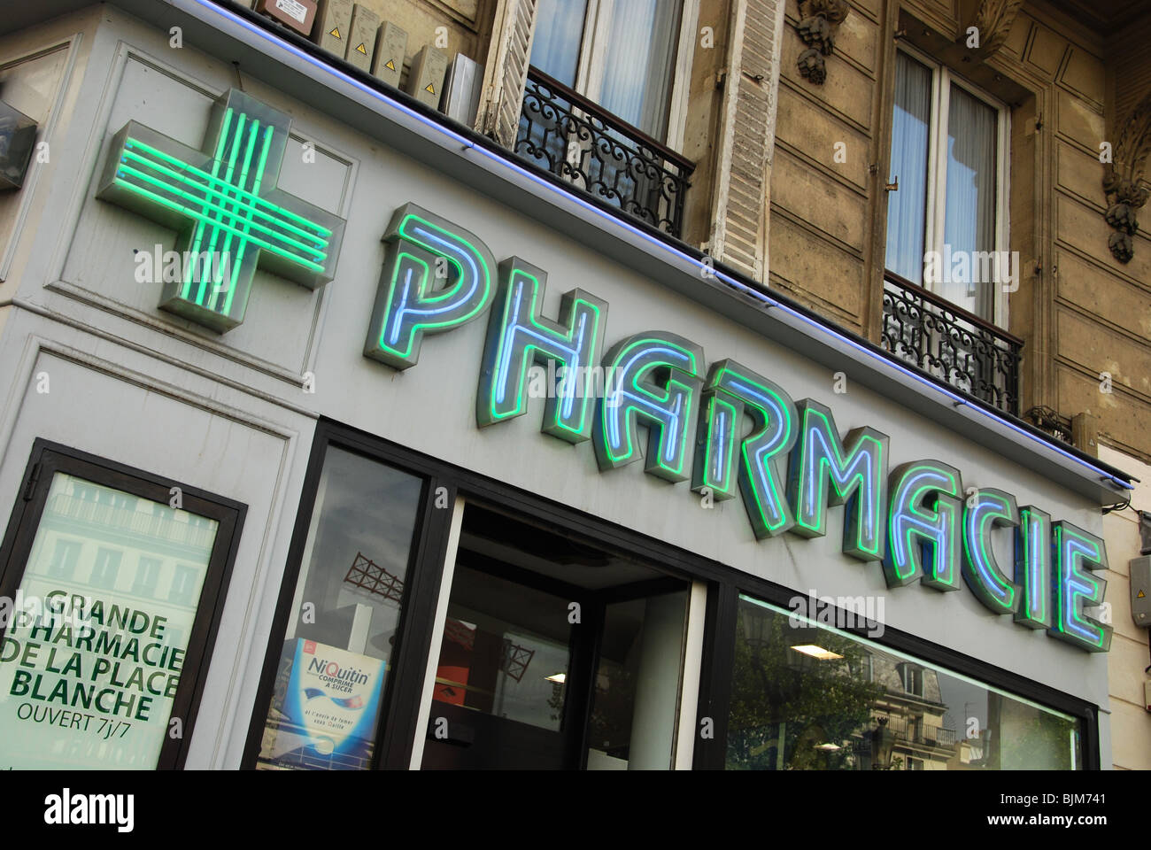 local drugstore, chemist's at Place Blanche paris France Stock Photo ...