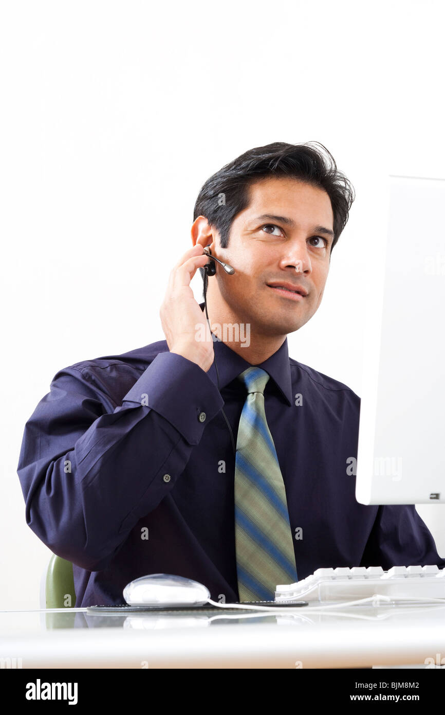 Man at computer Stock Photo - Alamy