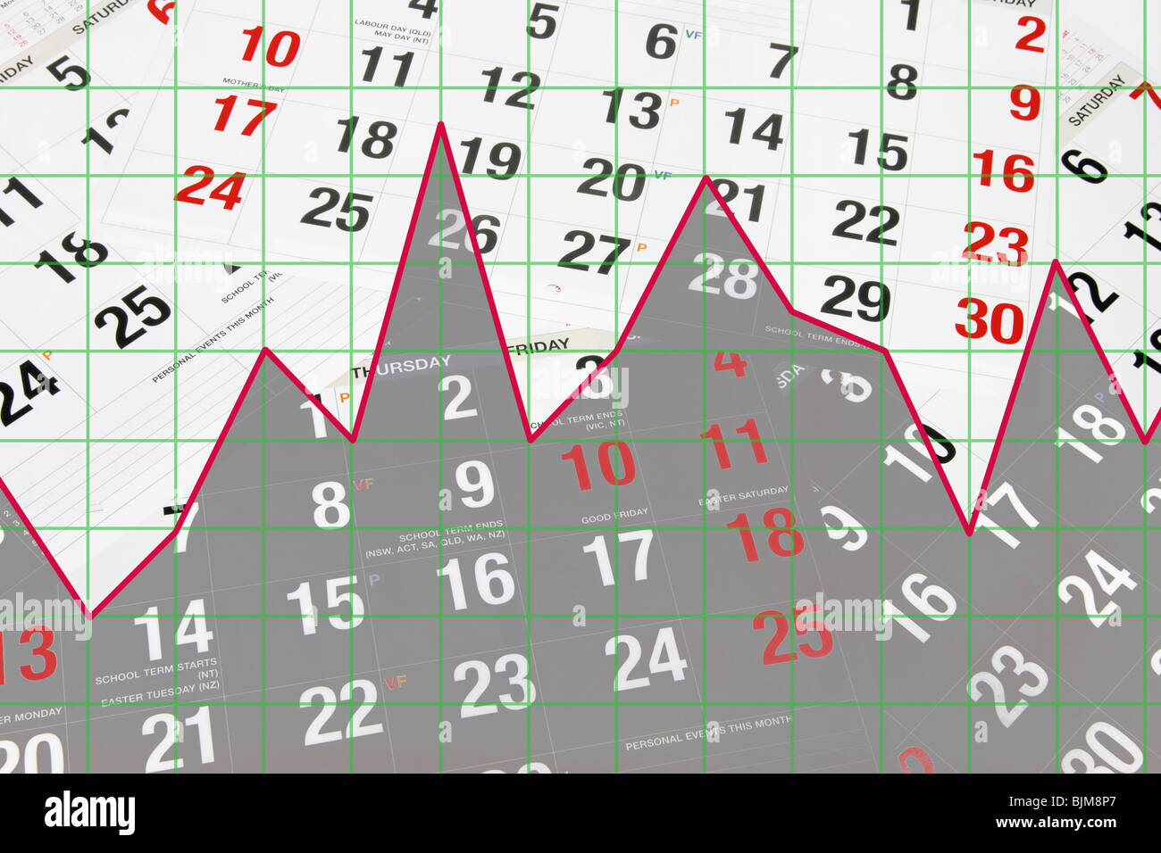Calendar Pages and Graph Stock Photo - Alamy