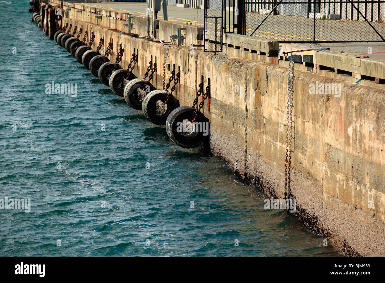 tire bumpers on pier Stock Photo - Alamy