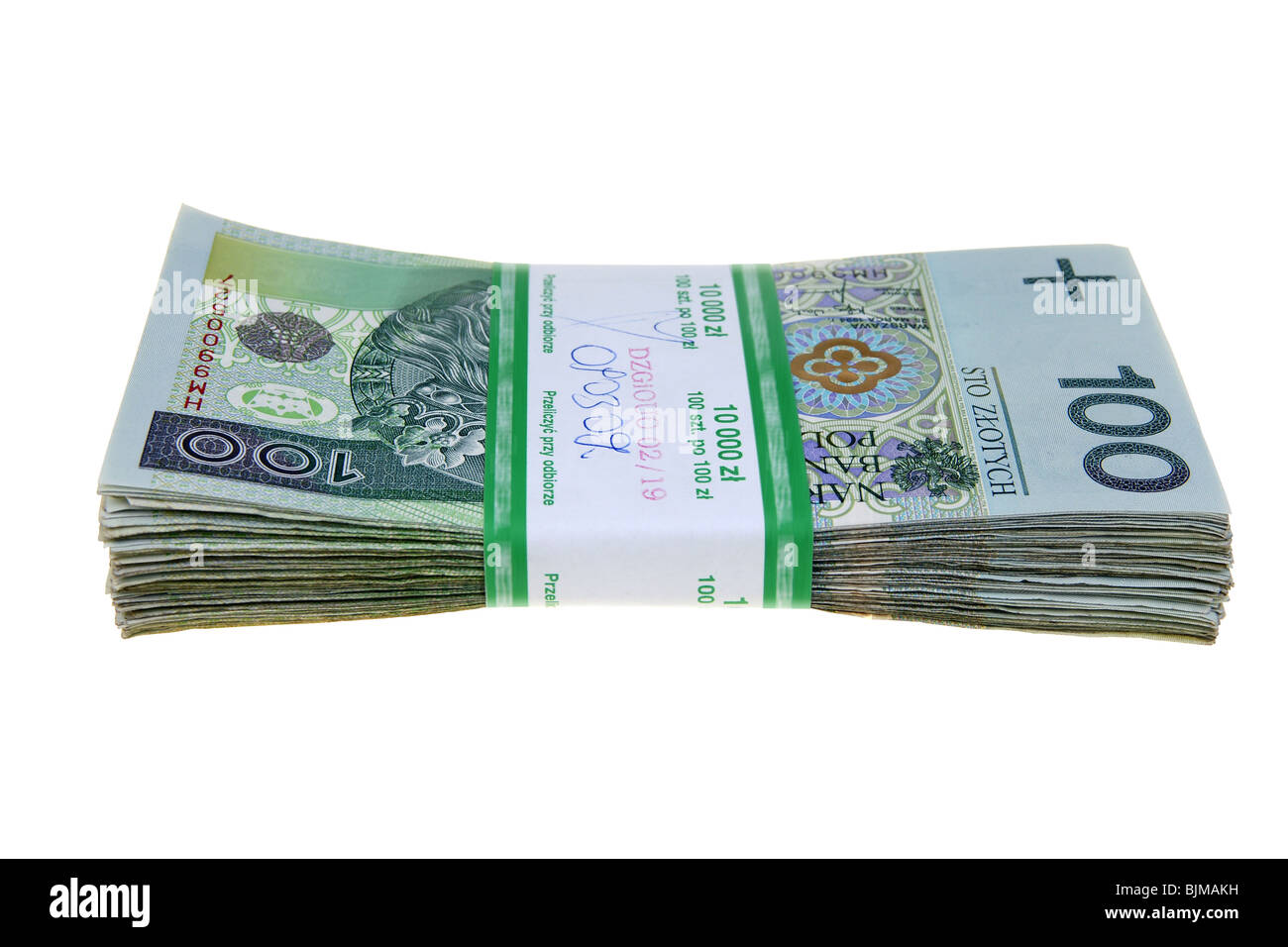 Stack of 10000 polish zloty on white background Stock Photo - Alamy