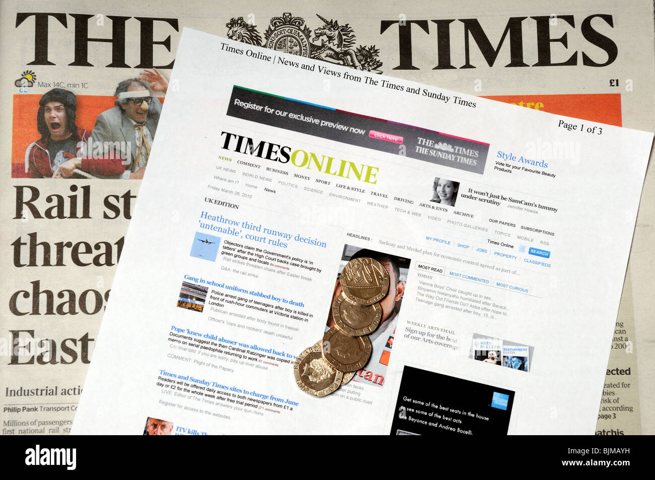 The Time Newspaper and On Line Times Stock Photo - Alamy