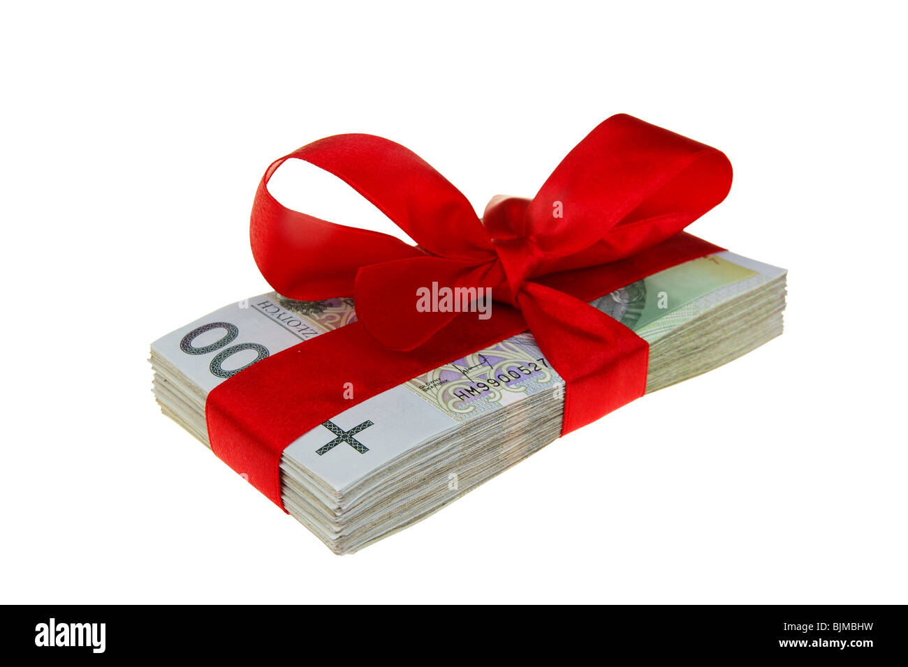 parcel of Polish money as a gift isolated on white Stock Photo - Alamy