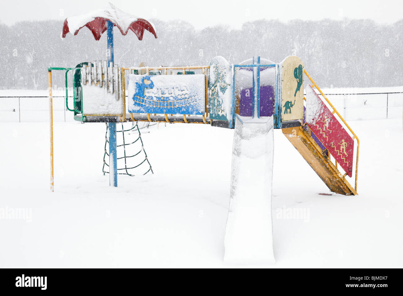 Children's playground in winter snow, Scotland, UK Stock Photo - Alamy