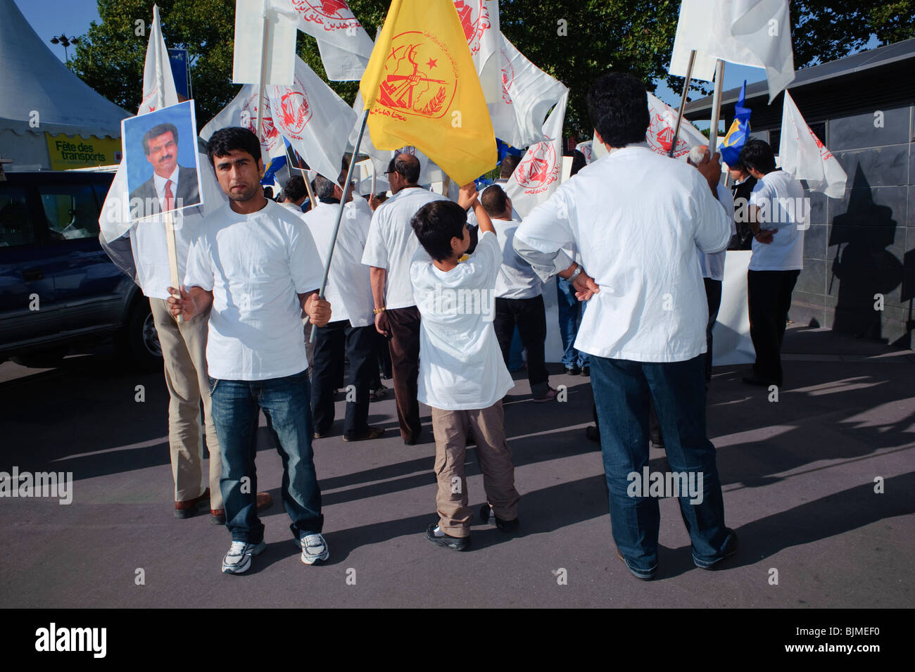 Paris, France, Iranian "Human Rights" Demonstration, Group Arab Men ...