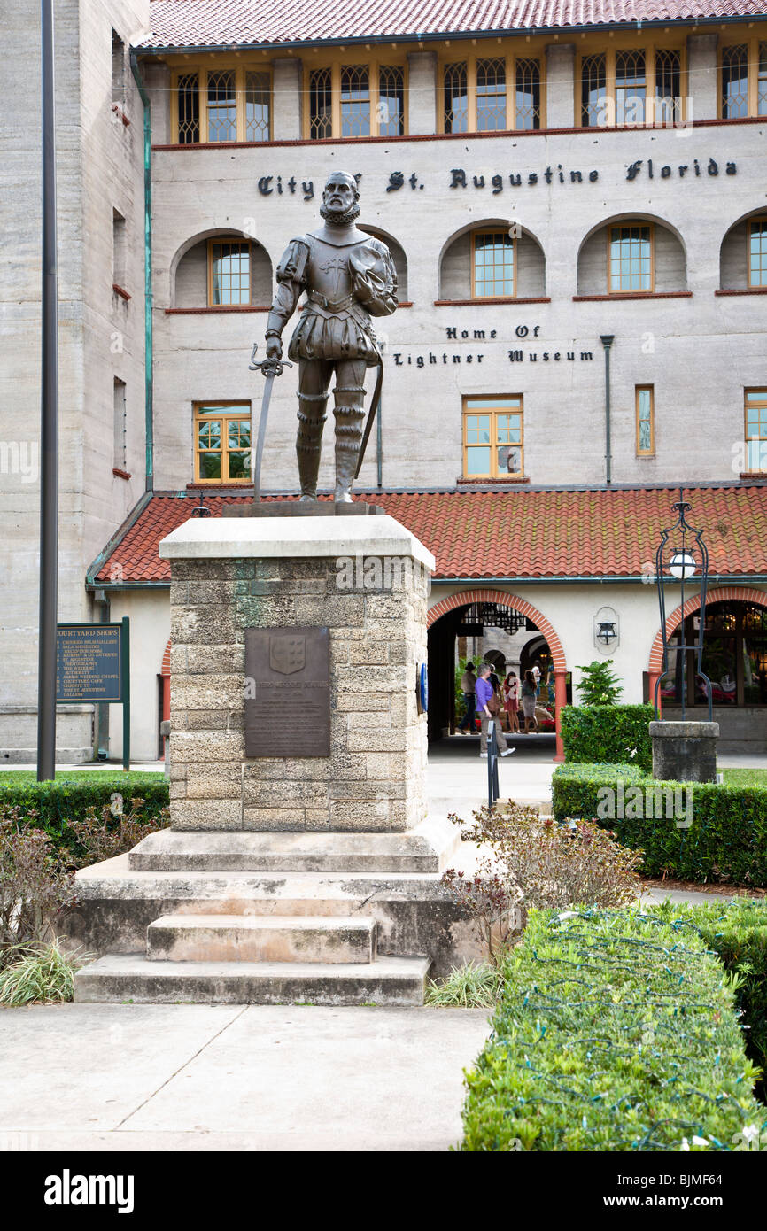 Statue of Don Pedro Menendez de Aviles who founded the settlement of St ...