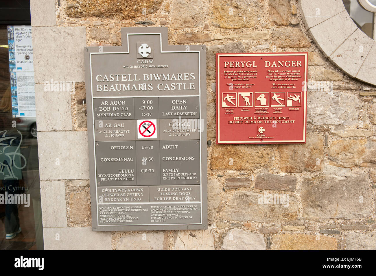Beaumaris Castle Sign Anglesey UK Stock Photo - Alamy