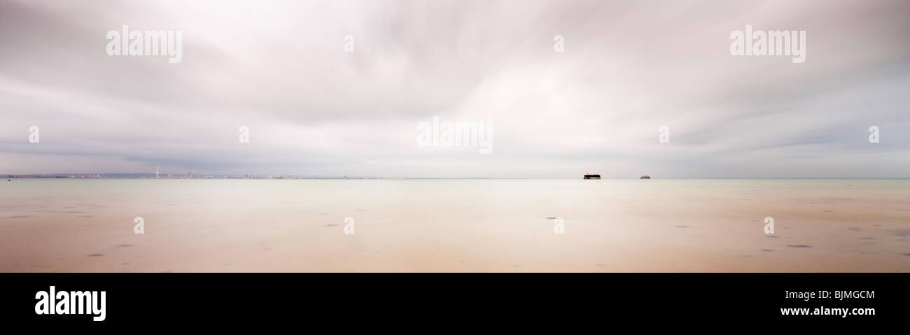Panoramic view of the Solent. Isle of Wight, England, UK Stock Photo ...