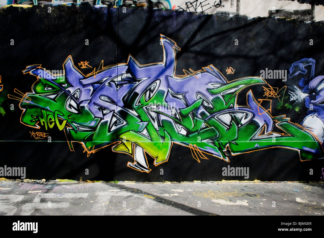 Paris, France, Graffiti Mural Paintings on Wall, Outside Street ...