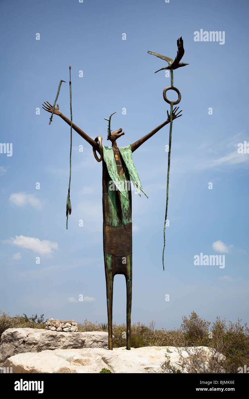 Metal statue of shaman indian Seminole Canyon State Park Val Verde ...