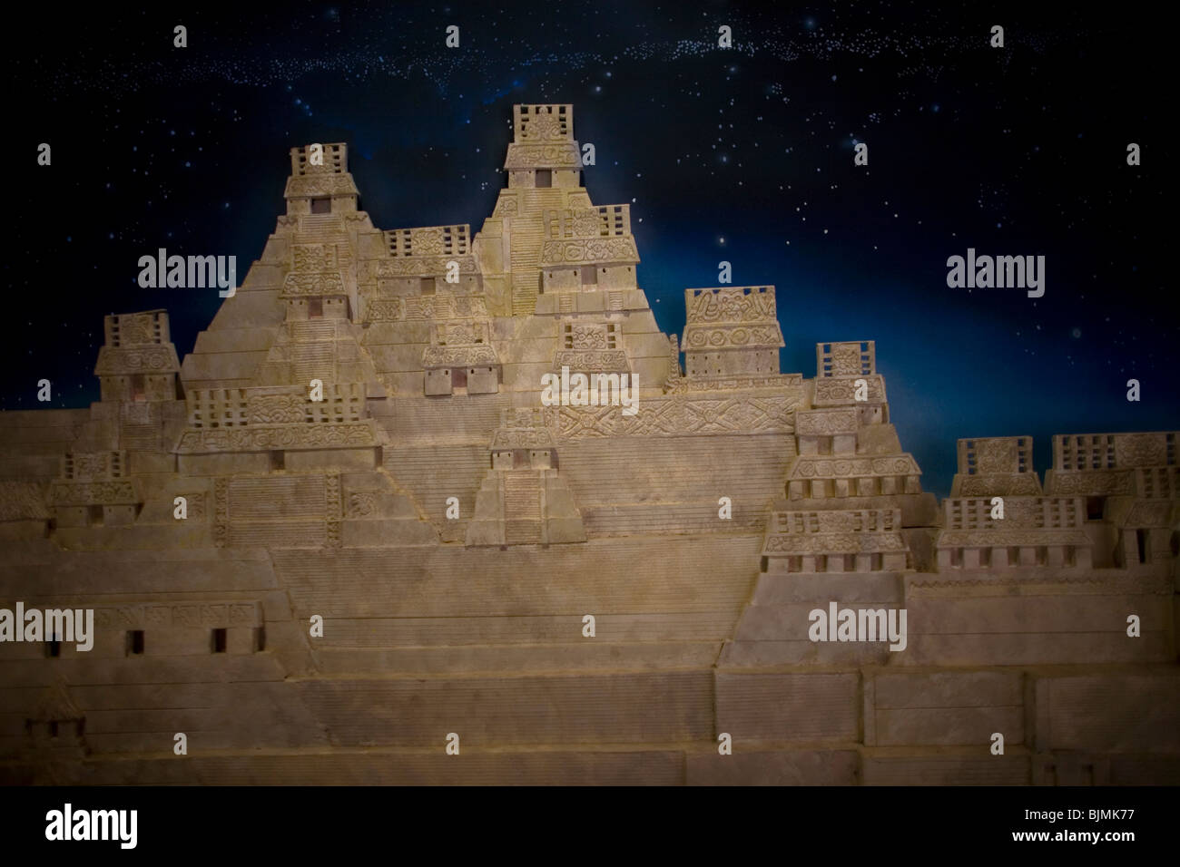 A miniature model of the ancient Mayan city of Tonina is displayed at ...