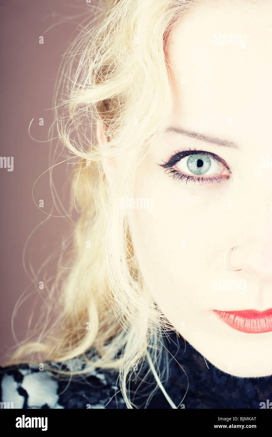 Woman, blond, Gothic, face, portrait Stock Photo - Alamy