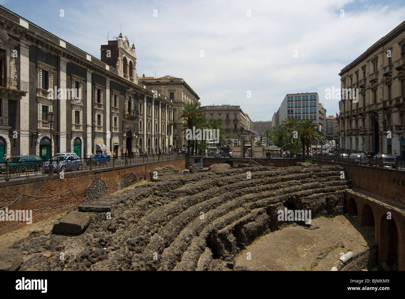 Italy, Sicily, Catania, roman amphitheatre at Piazza Stesicoro Stock ...