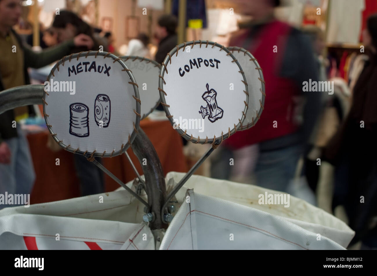 French Recycling Bins, Paper, Glass, Detail Signs, Environmental Stock ...