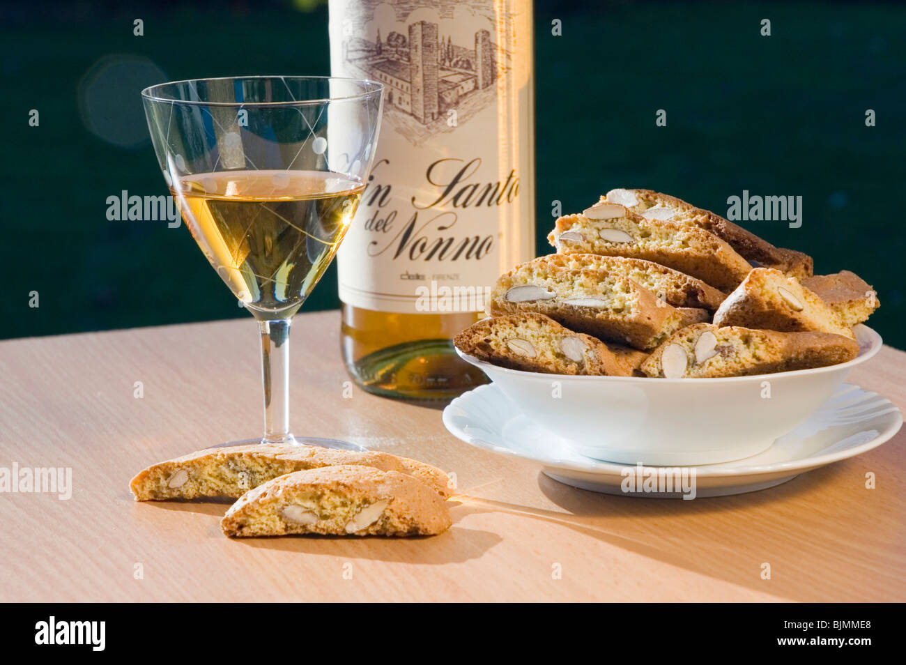 Italian specialty, Vin Santo and biscotti or cantuccini, Tuscany, Italy ...