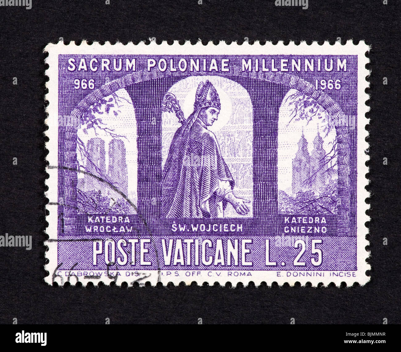 Postage stamp from Vatican City depicting St. Adalbert (Wojciech) and the Wroclaw and Gniezno ...