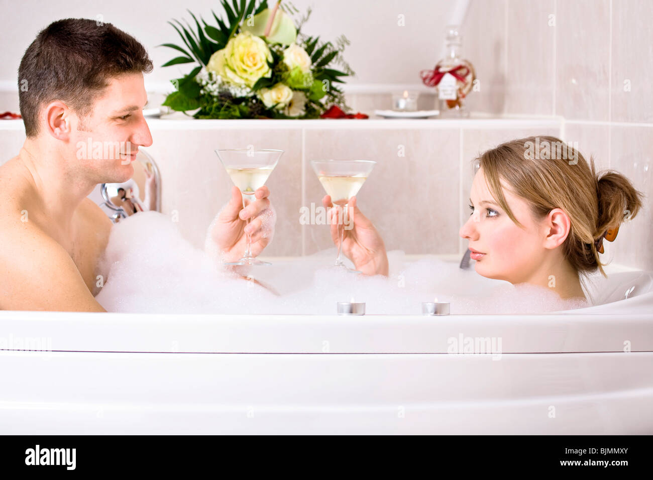 Young couple in the bathtub Stock Photo - Alamy