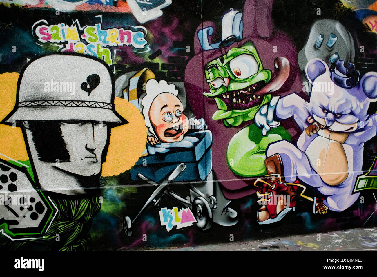 Paris, France, Graffiti Mural Paintings on Wall, Abstract Design ...
