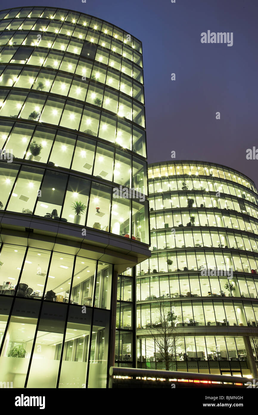 Office block at nighttime Stock Photo - Alamy