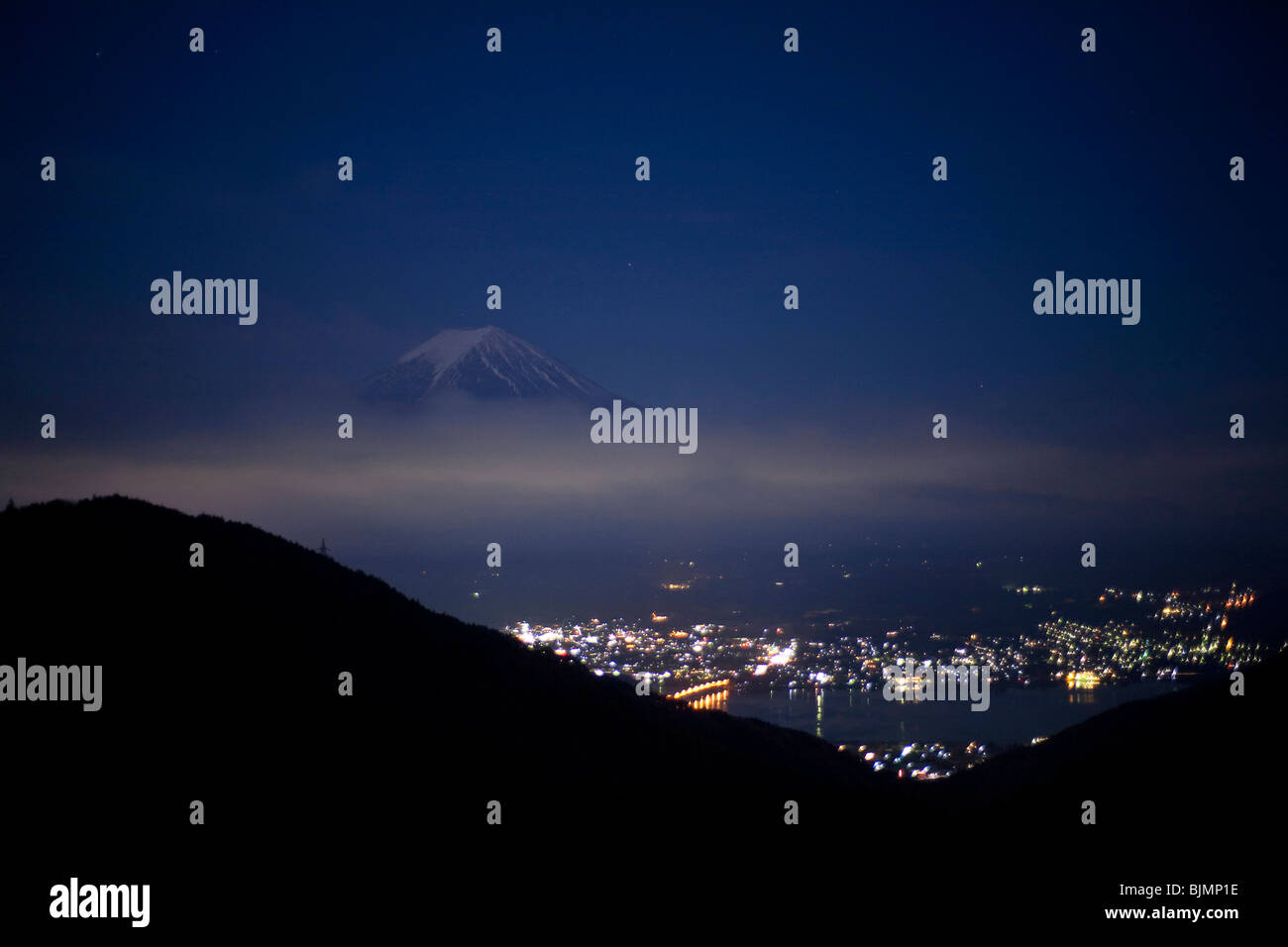 Mt Fuji at night, Japan Stock Photo - Alamy