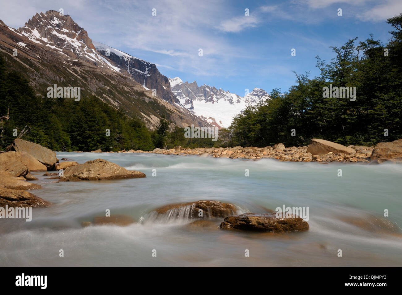 Mountain stream, El Chalten, Andes, Patagonia, Argentina, South America ...