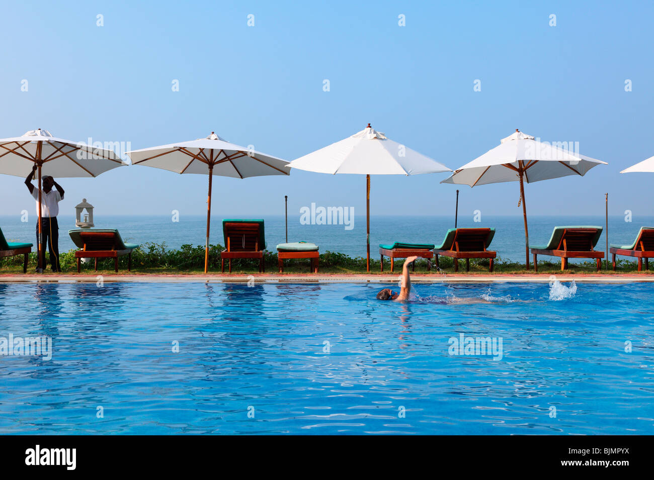 Swimming pool, Bethsaida Hermitage near Kovalam, Kerala, southern India ...