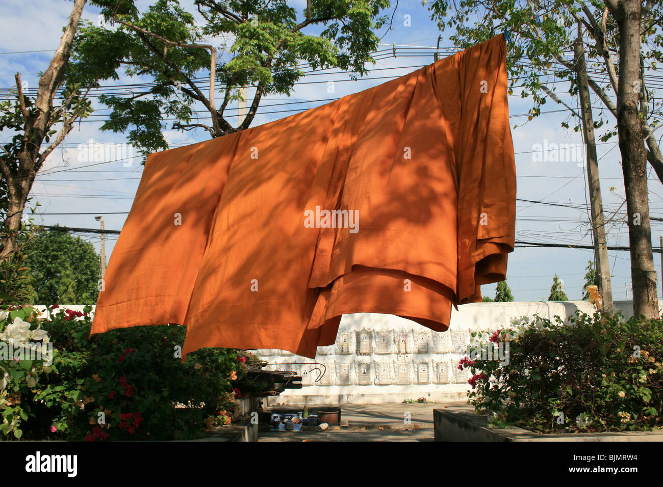Buddhist monk clothes drying in the sun, Thailand Stock Photo - Alamy