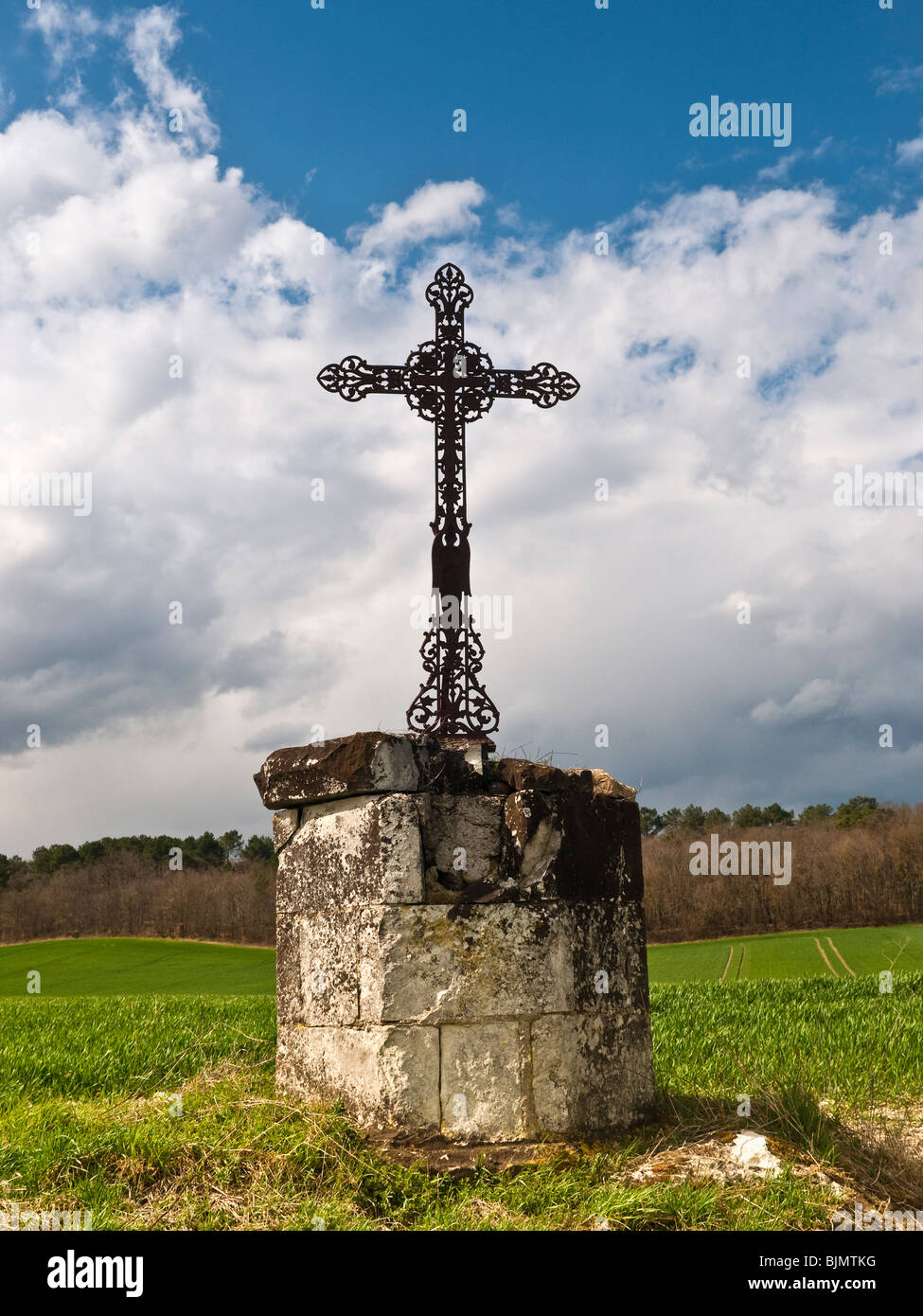 Roadside decorative wrought iron cross - France Stock Photo - Alamy
