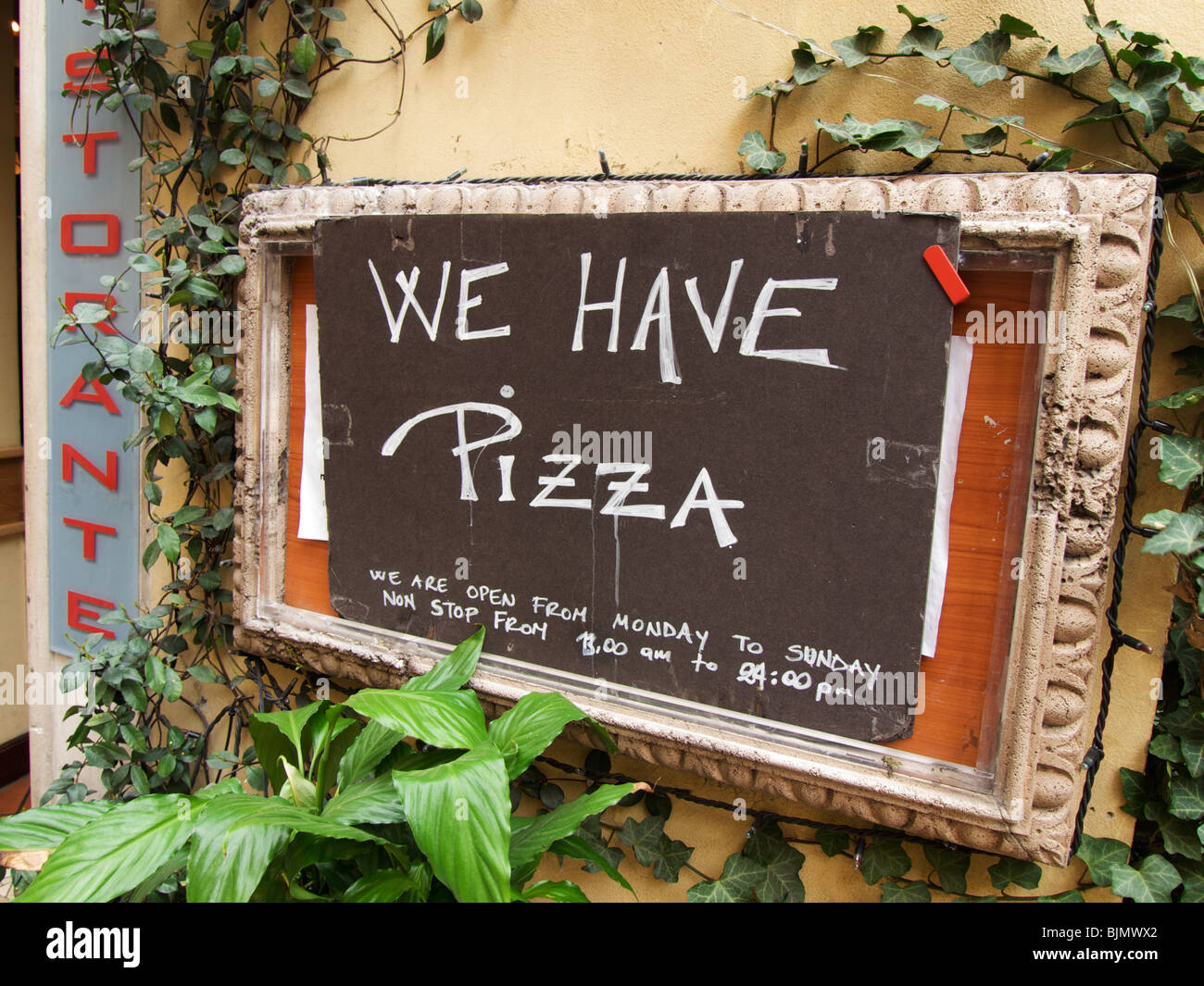 We have pizza authentic restaurant sign Rome Italy Stock Photo - Alamy