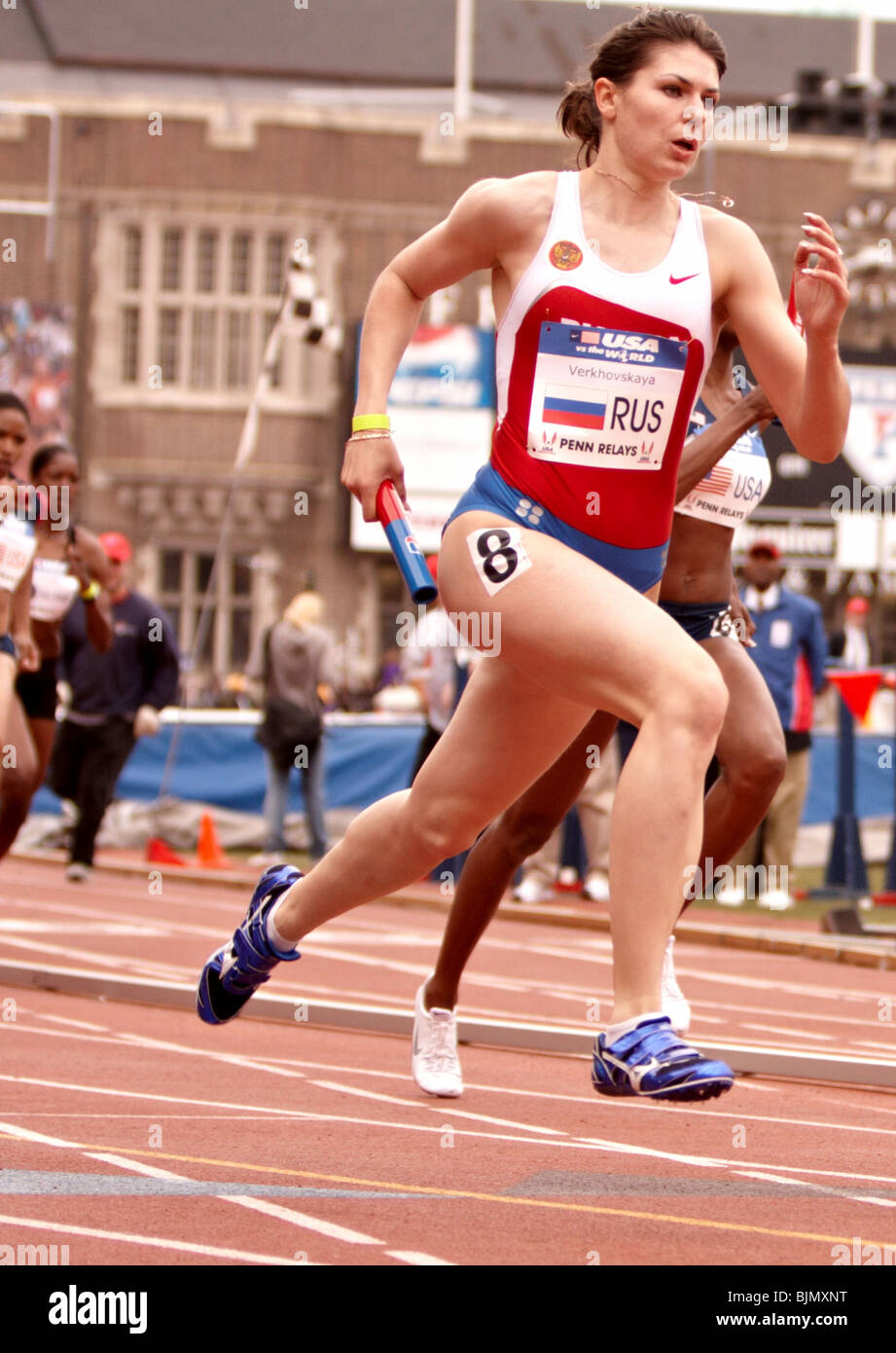 Natasha Hastings of the USA Blue team, competing in the Olympic ...