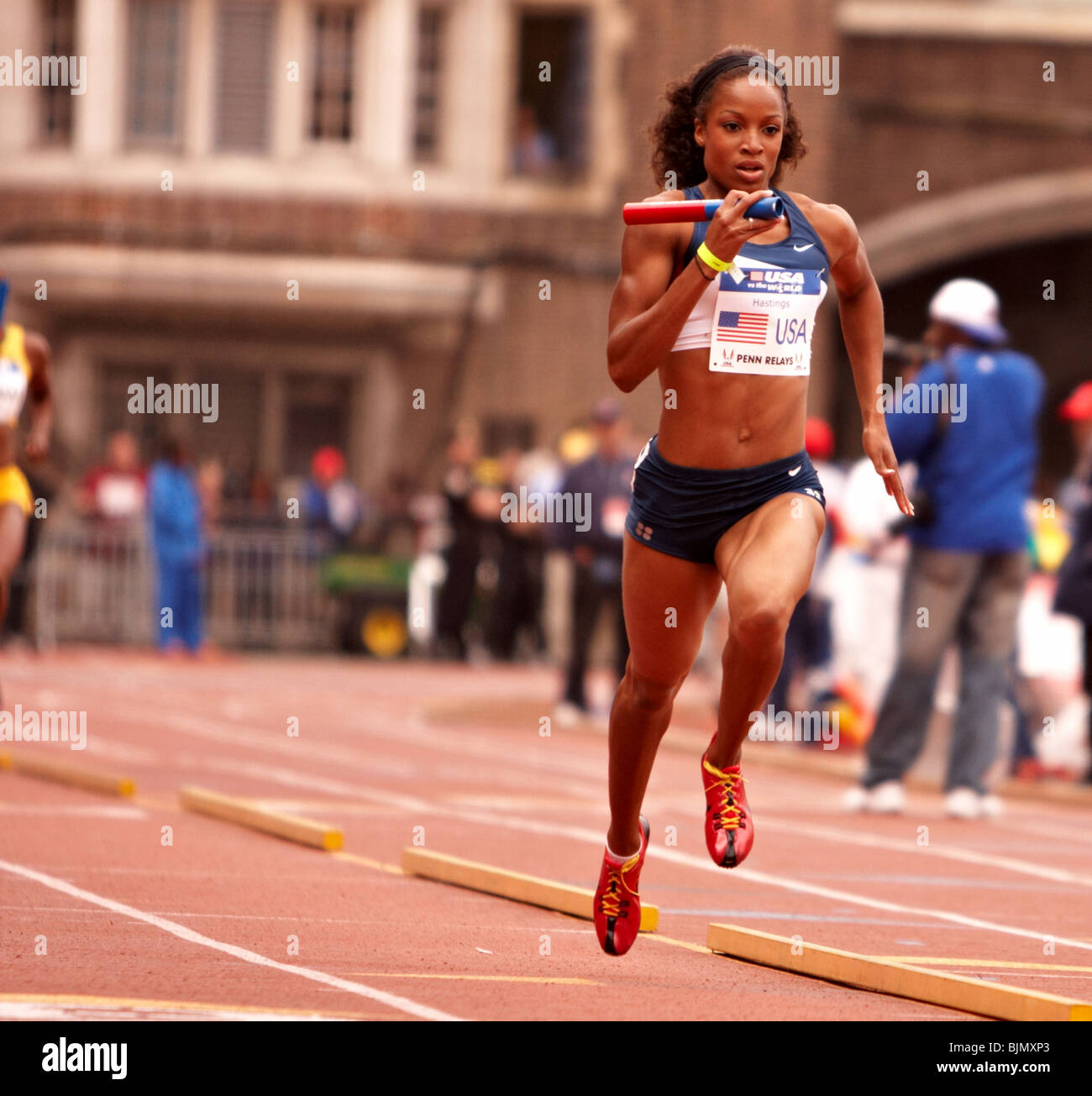 Natasha Hastings of the USA Blue team, competing in the Olympic ...