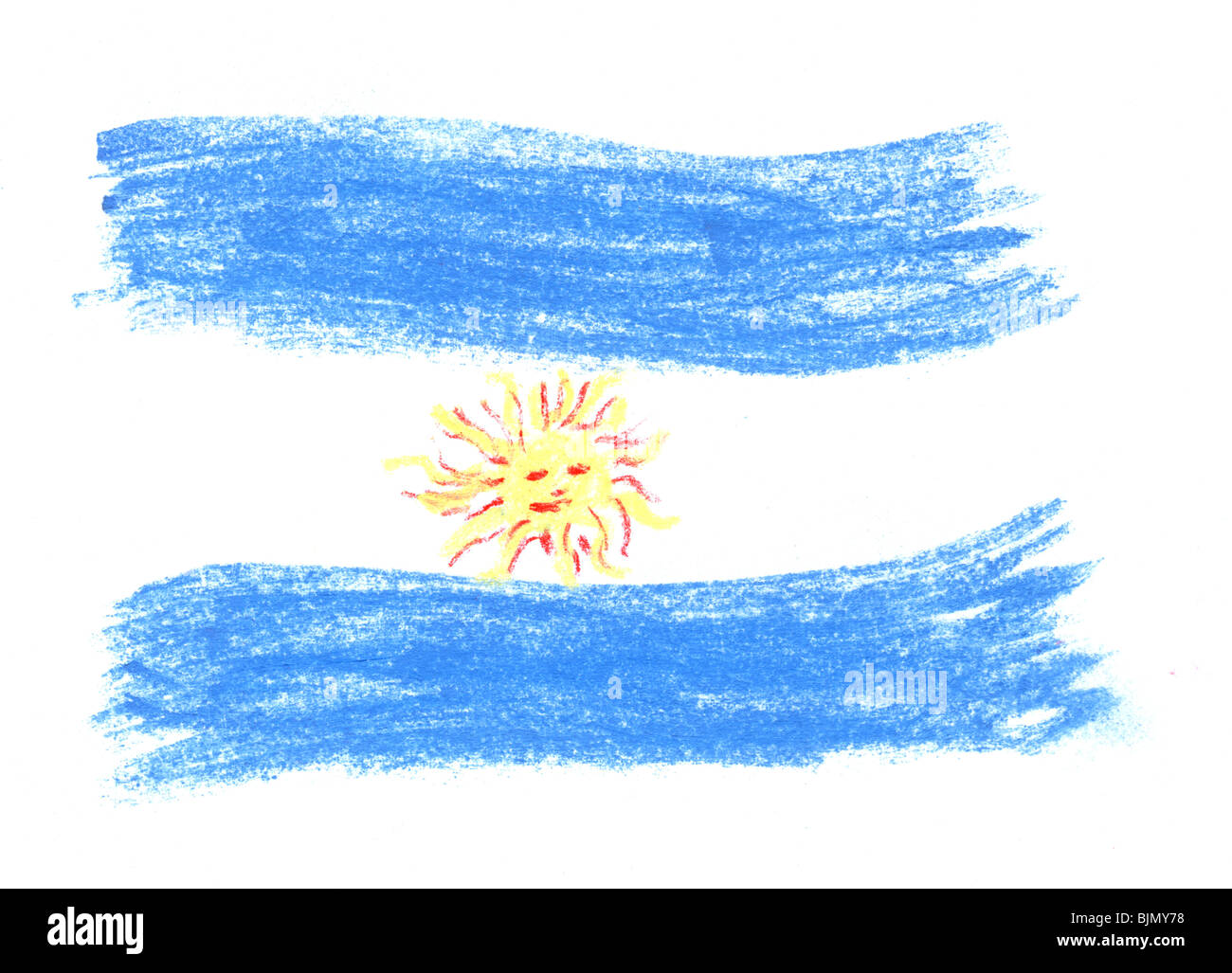 crayon sketch of an argentine flag on white paper Stock Photo - Alamy