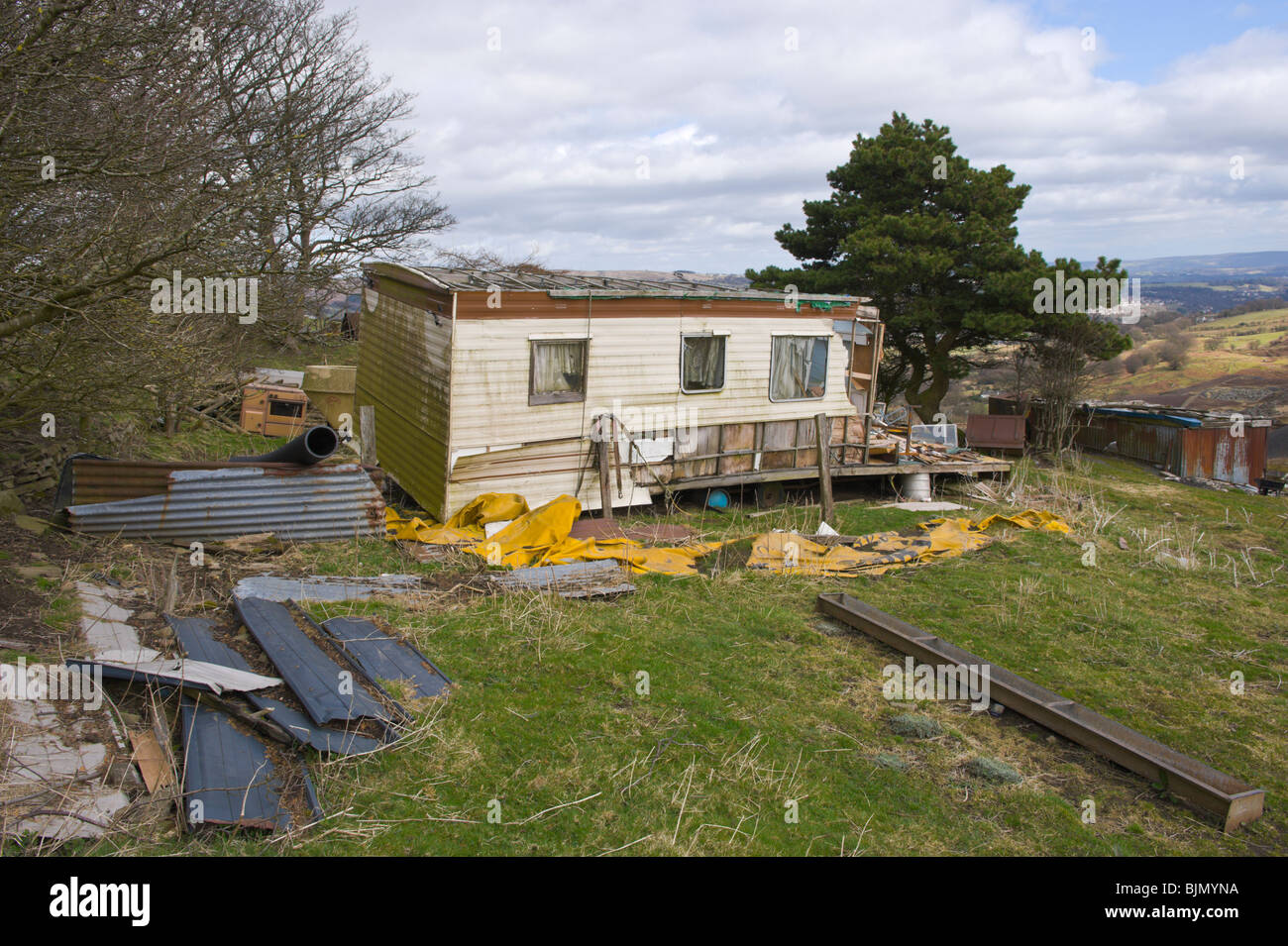 Caravan destroyed hi-res stock photography and images - Alamy