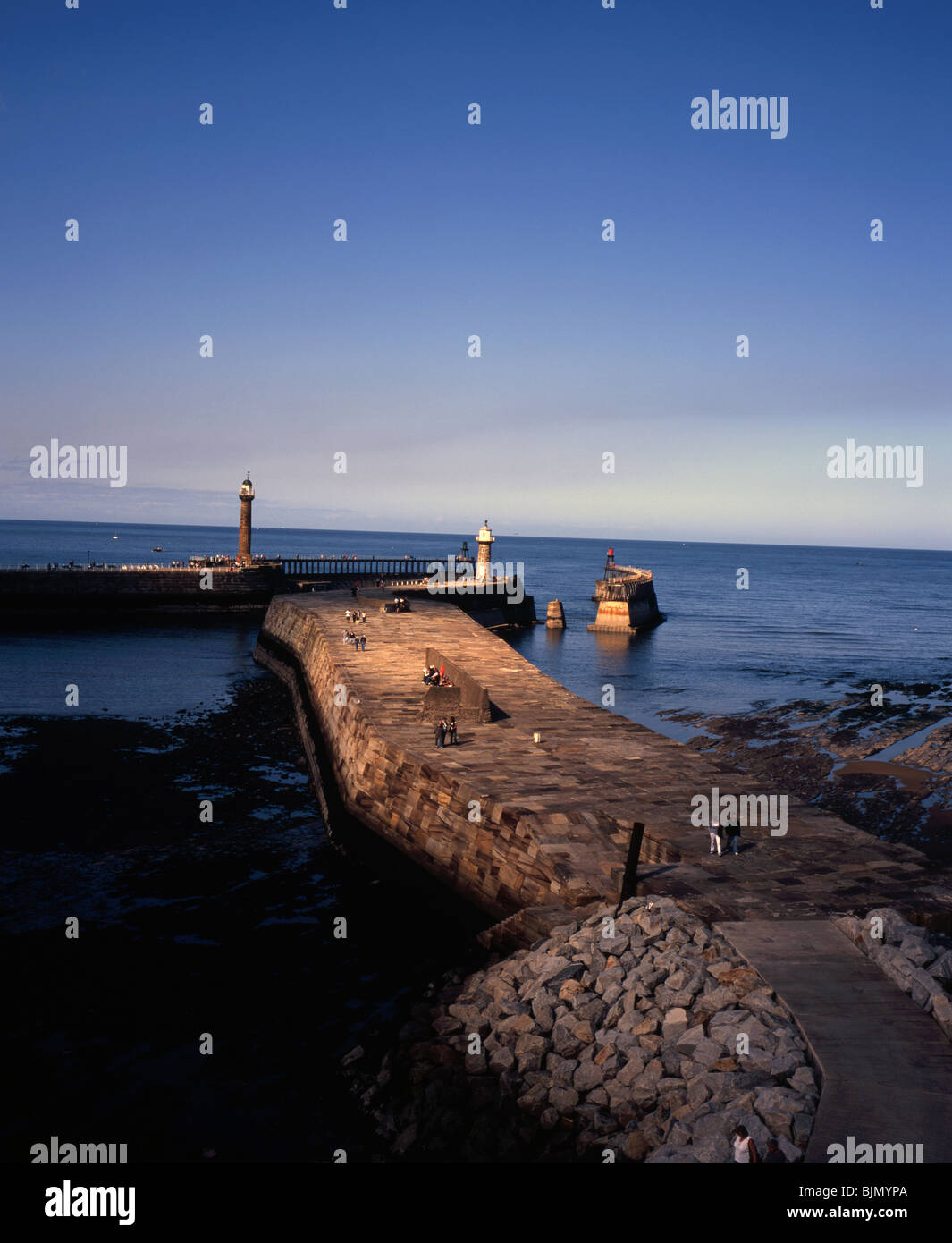 Whitby East and West Pier Lights or Breakwater Lights, harbour entrance ...