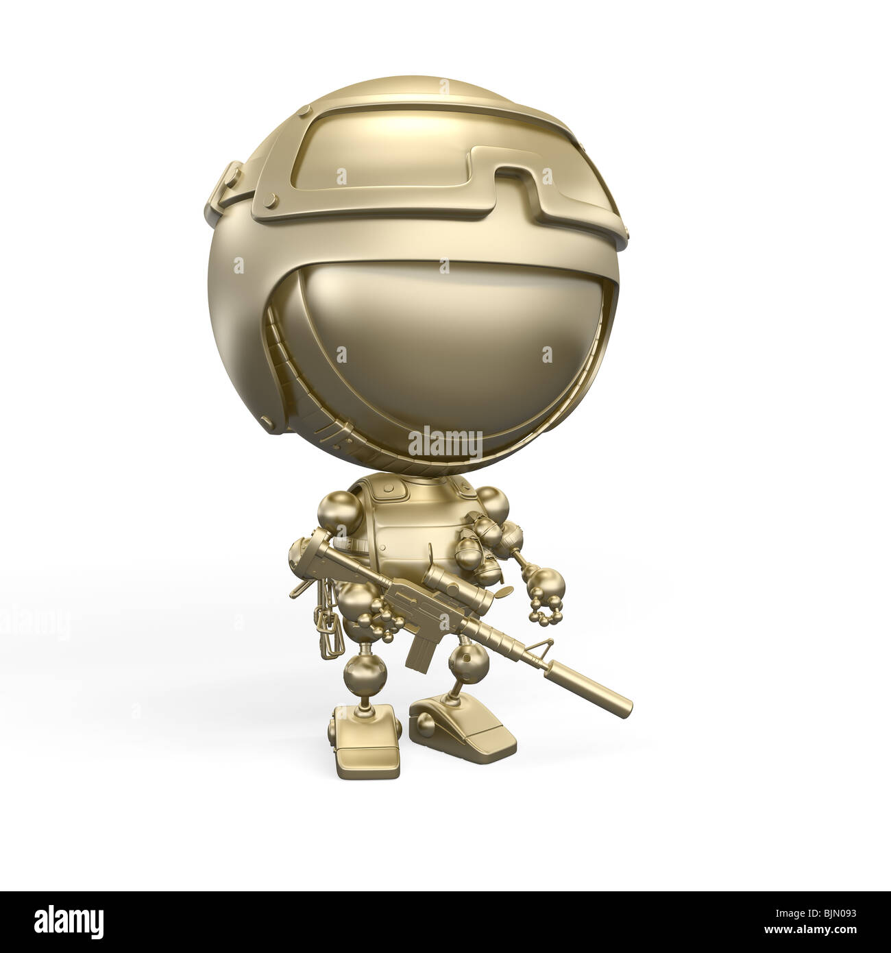 Gold soldier with weapon. Isolated on white 3d image Stock Photo - Alamy