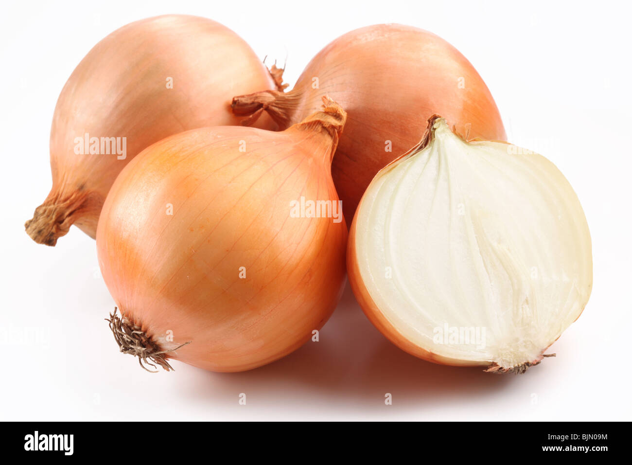 Fresh bulbs of onion on a white background Stock Photo - Alamy