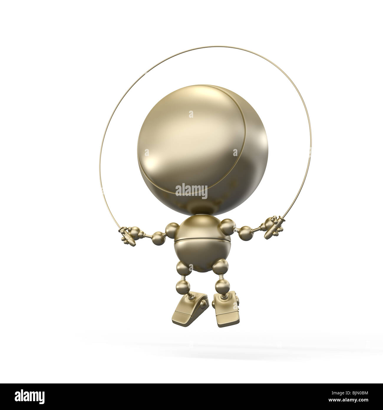 Golden shiny robot that jumps with rope Stock Photo - Alamy