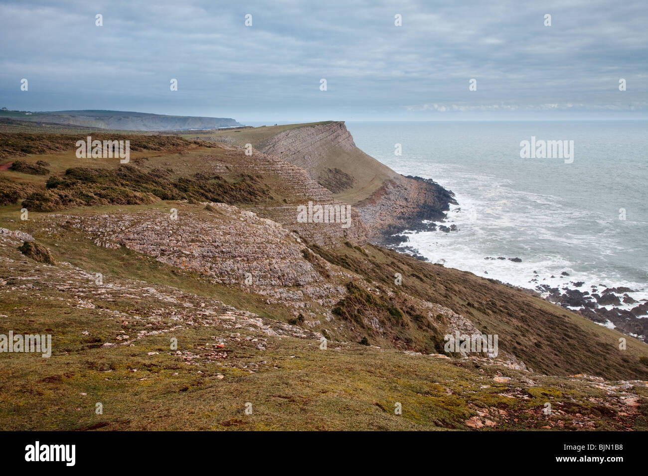 Cliffs near Worms Head, Rhossili Stock Photo - Alamy