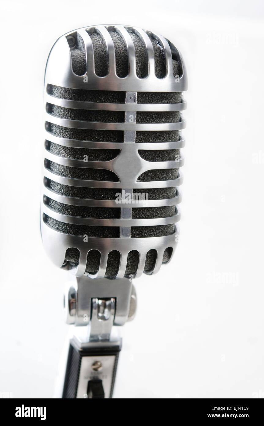 Vintage classic chrome microphone Stock Photo - Alamy