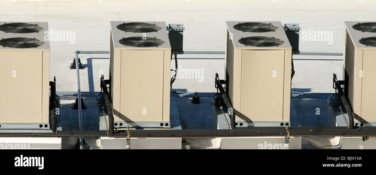 A row of high rise cooling units Stock Photo - Alamy