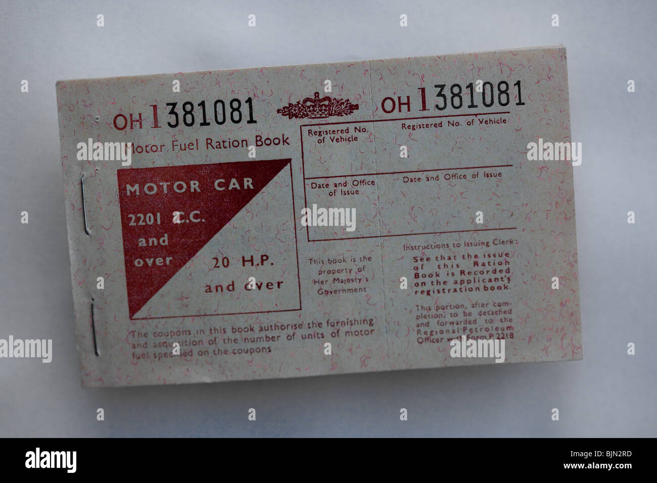 Motor Fuel Ration Book or booklet Stock Photo - Alamy