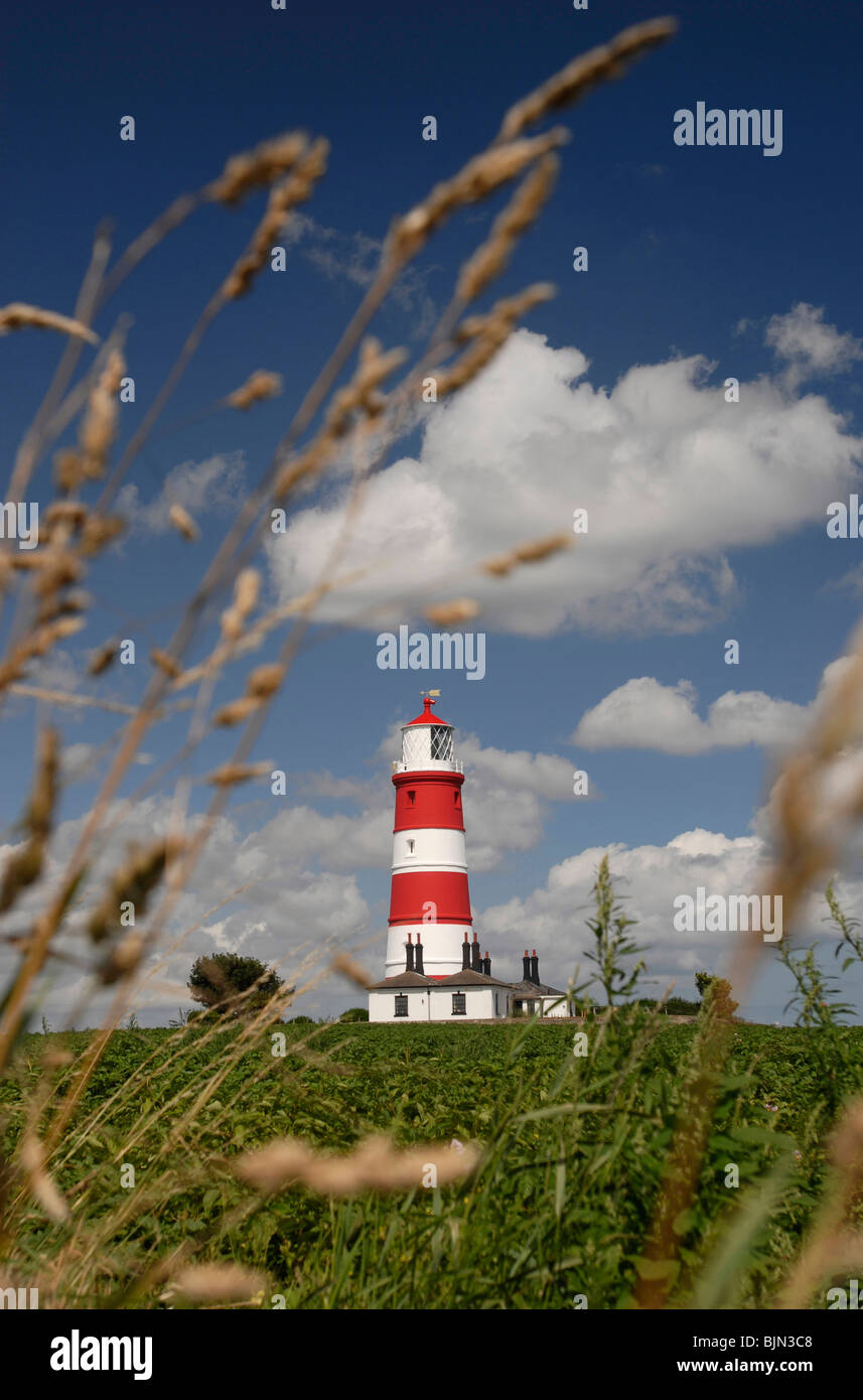 Happisburgh lighthouse on the North Norfolk coast, built in 1790, is ...